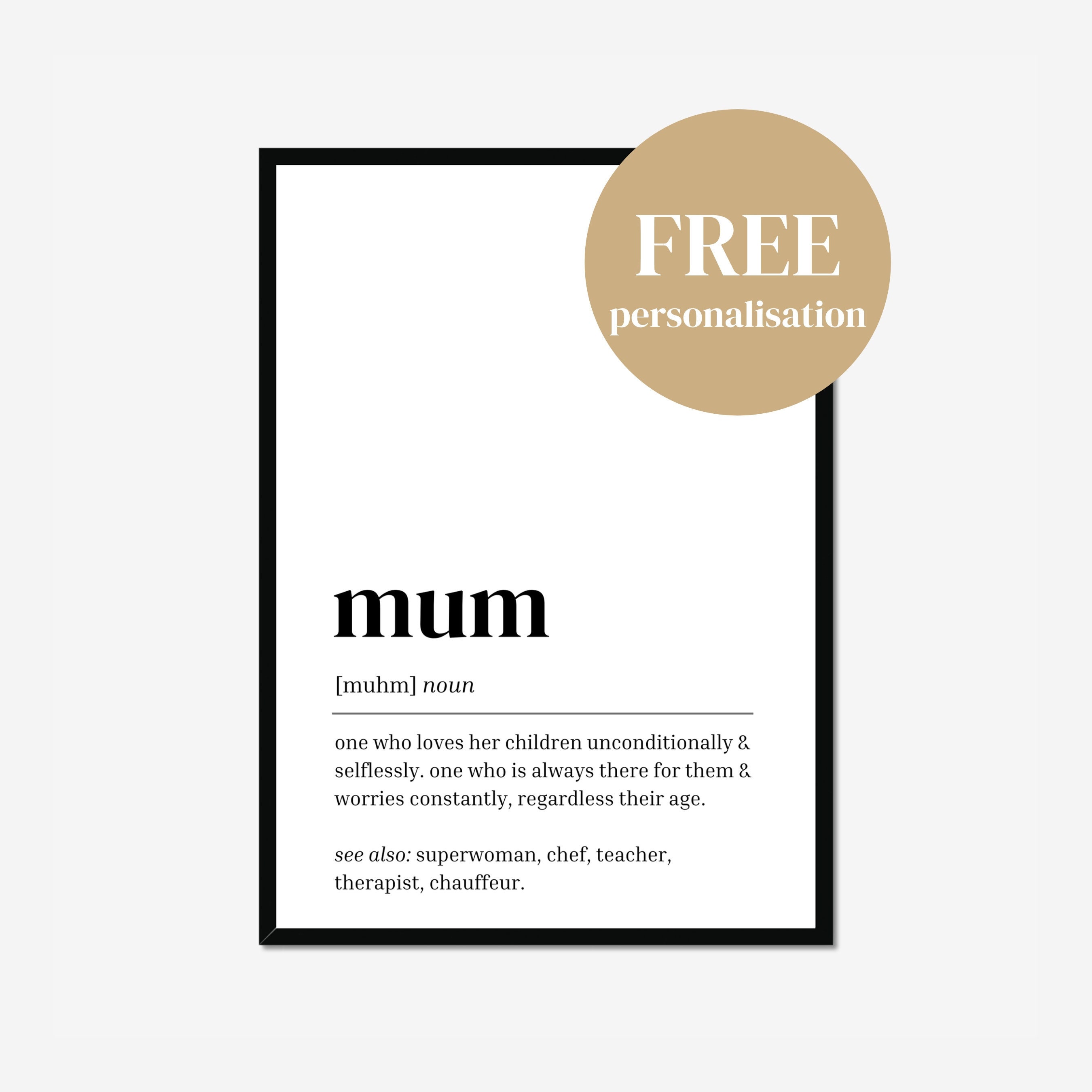 Mum Definition Print Wall Art Mum Poster Gifts for Mum Gifts for Her ...