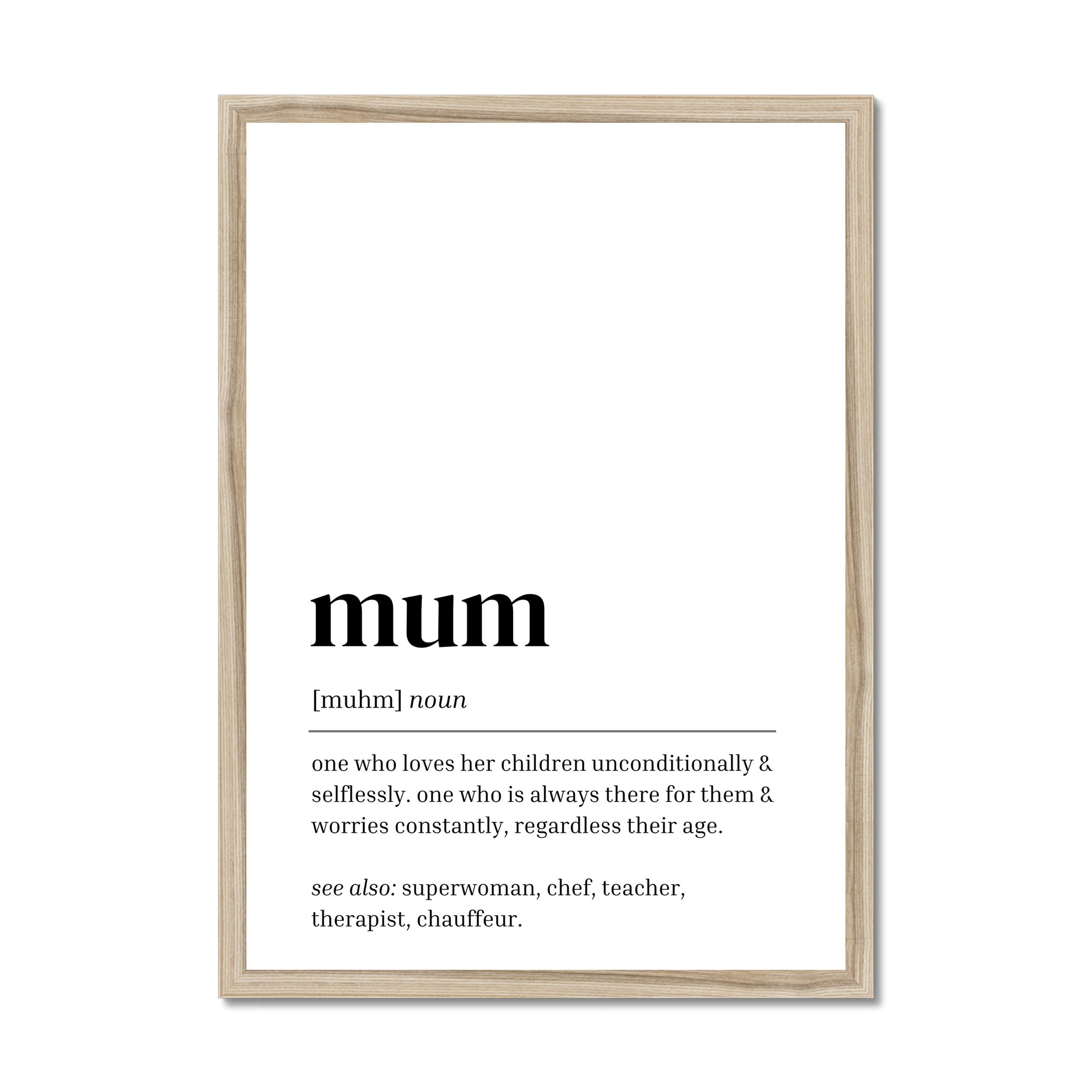 Mum Definition Print Wall Art Mum Poster Gifts for Mum Gifts for Her ...