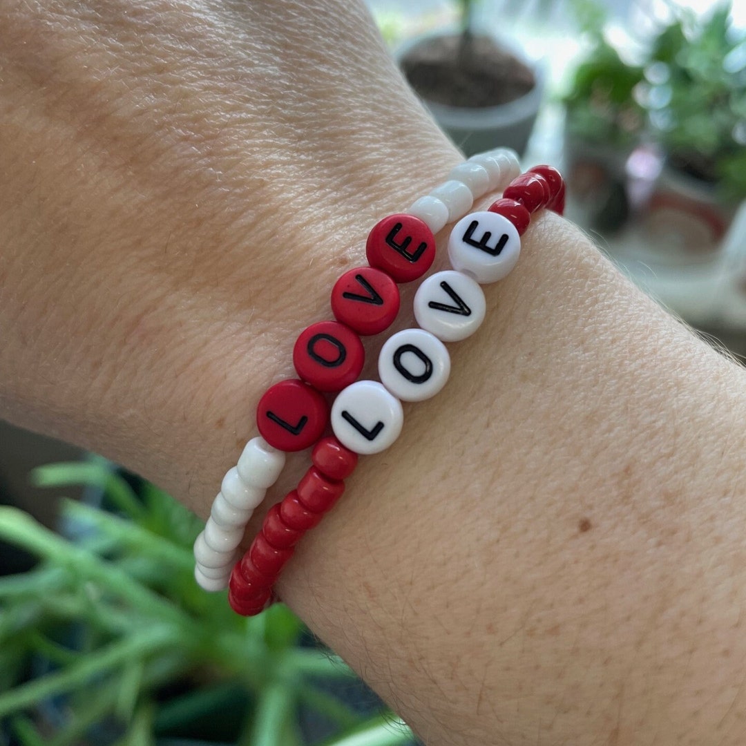 Love Bracelet, Valentine Bead Bracelets, Galentine Bead Bracelets, Friend Bracelets, Amore ...