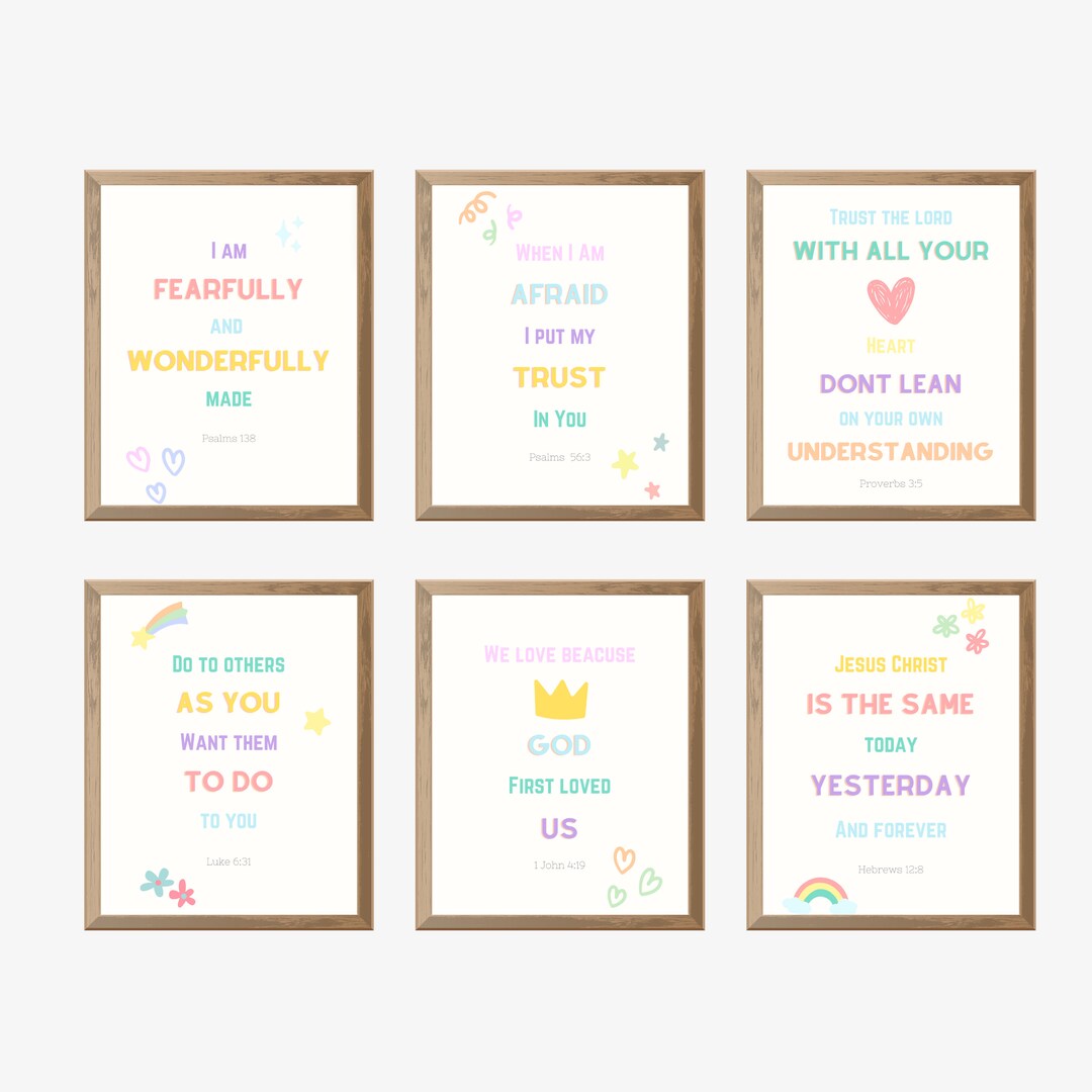 Kids Printable Bible Verse Wallart, Sunday School Decoration, Colourful ...