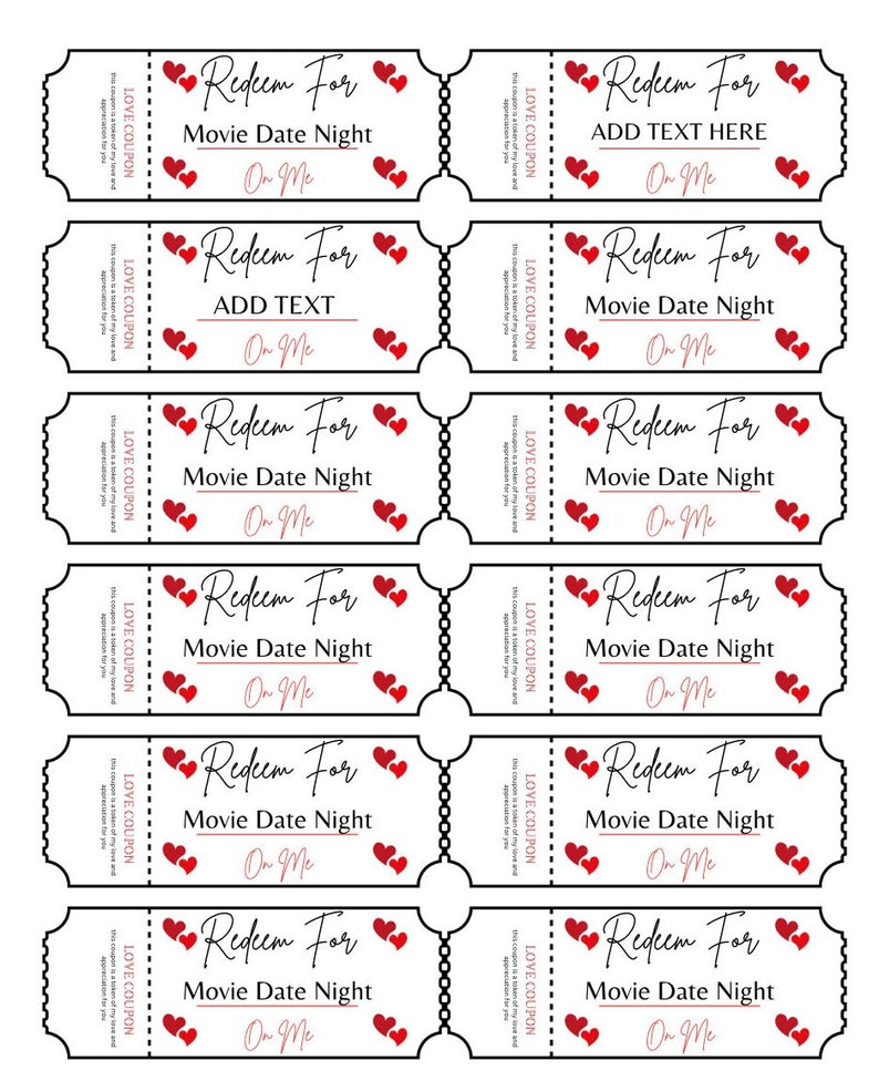 Customizable, Digital, Love Coupon for Valentine's Day, Valentine's Day ...