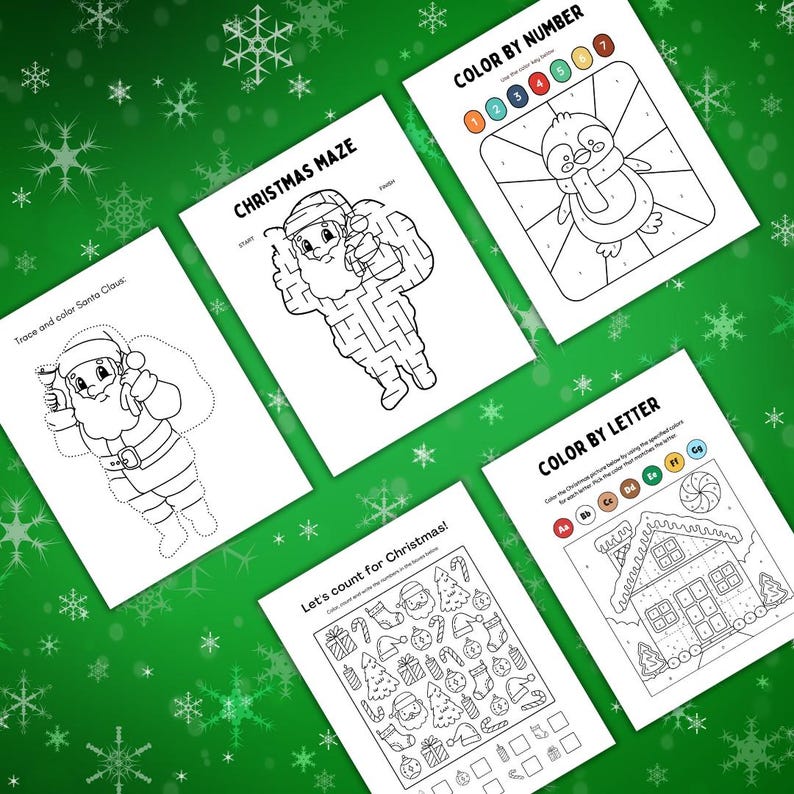 Children's Christmas Activity Book 18 Pages Christmas Coloring Books ...