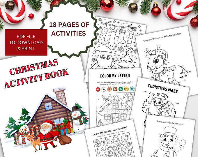 30 Christmas Coloring Pages for Kids - Etsy Canada