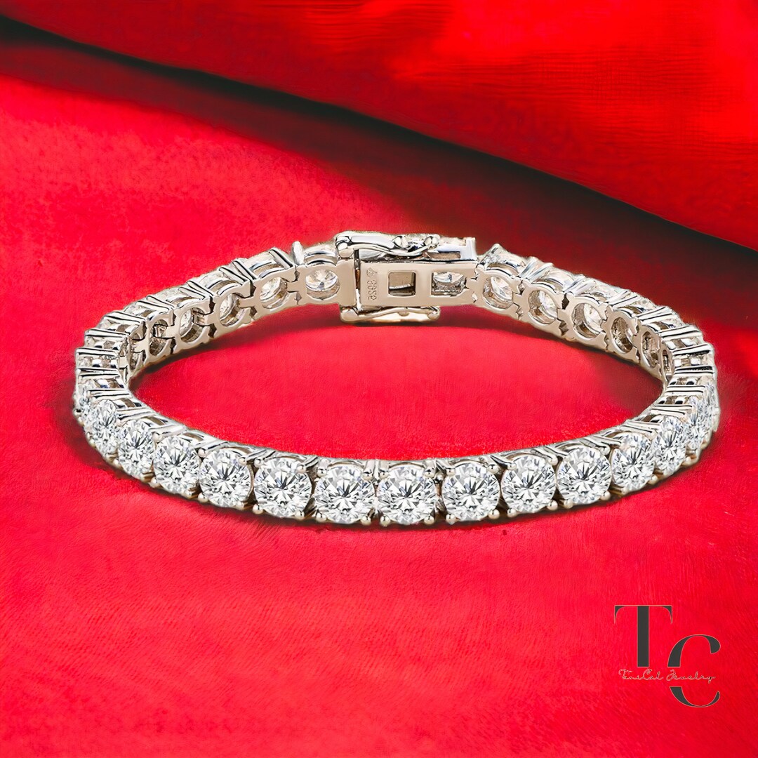 Certified Vvs1 Moissanite Tennis Bracelet 925 Sterling Silver Ideal For