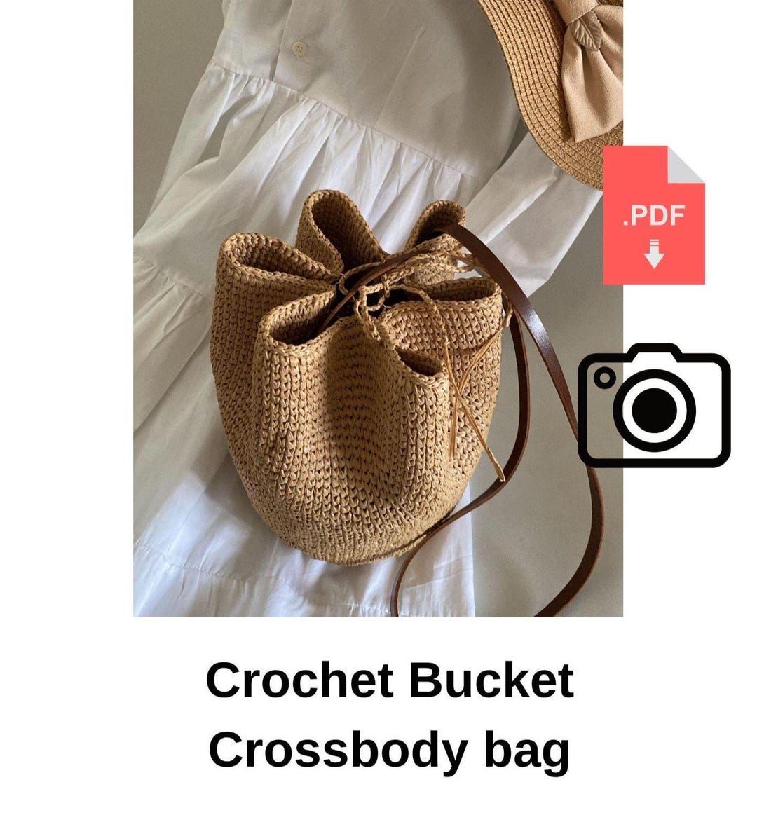 Raffia Crochet Bucket Bag Pattern PDF | Easy Crossbody Summer Bag ...