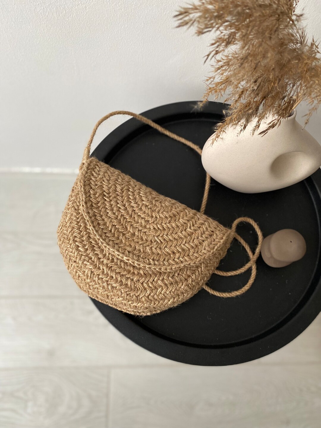 Jute Clutch, Crochet Crossbody, Natural Woven Jute Purse, Straw Clutch ...