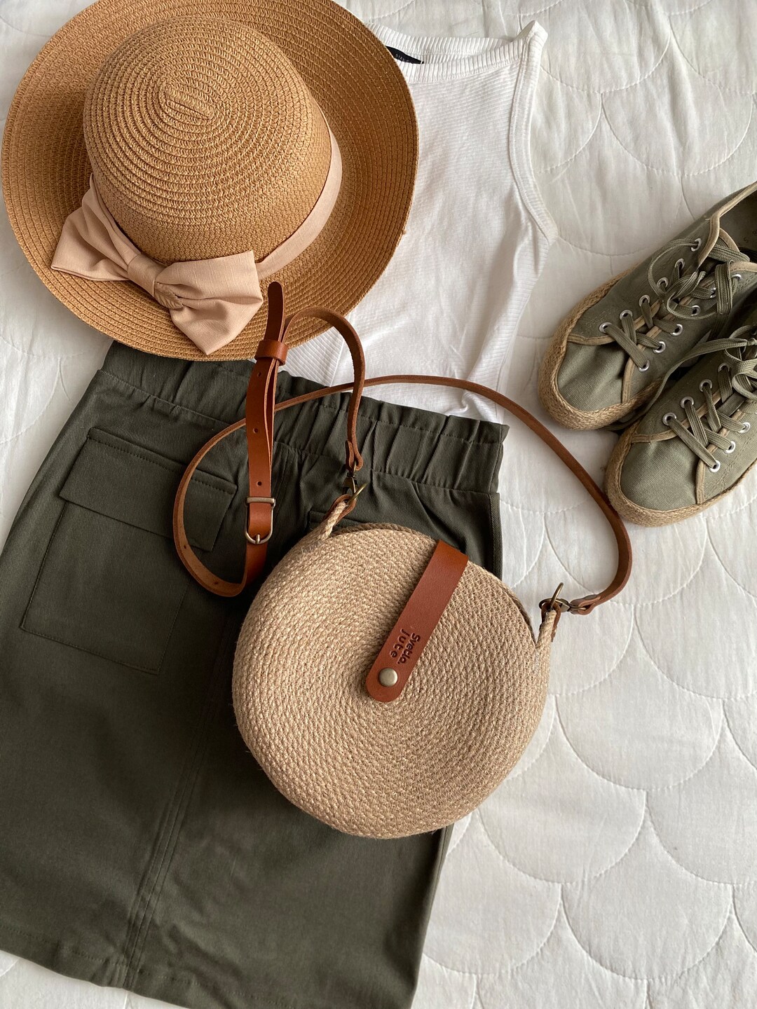 Jute Rope Crossbody, Stylish Zero Waste Jute Round Bag Perfect ...