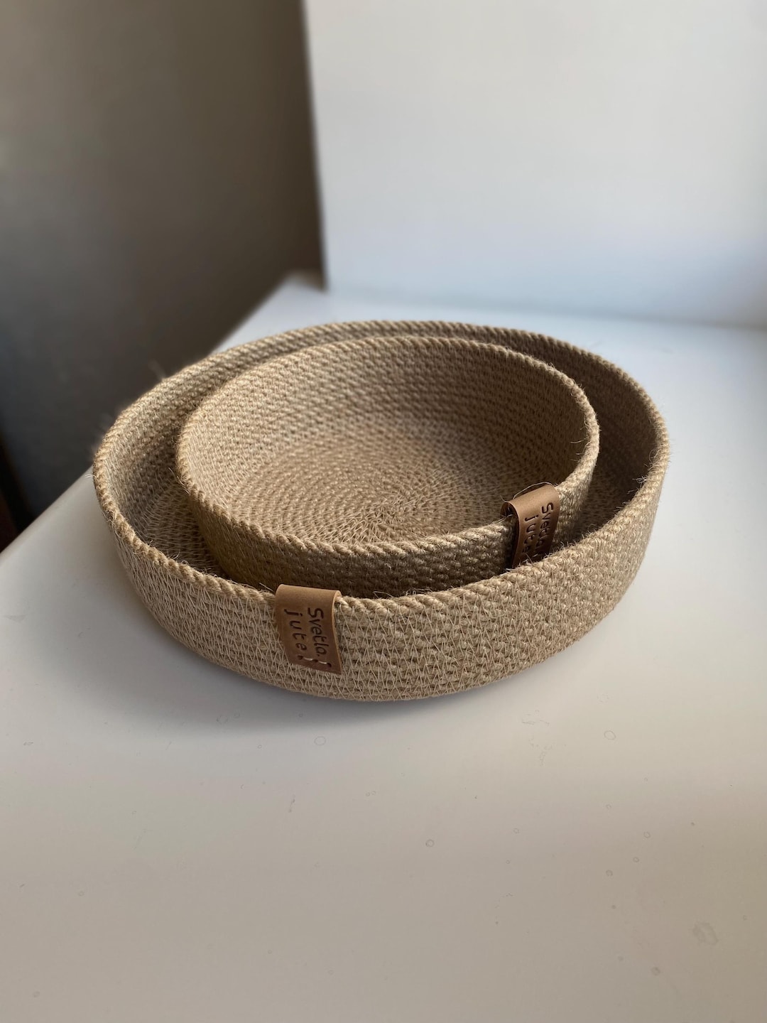 Jute Bowl. Made of 100% Jute Rope. SET of 2 Pieces. Handmade Basket ...