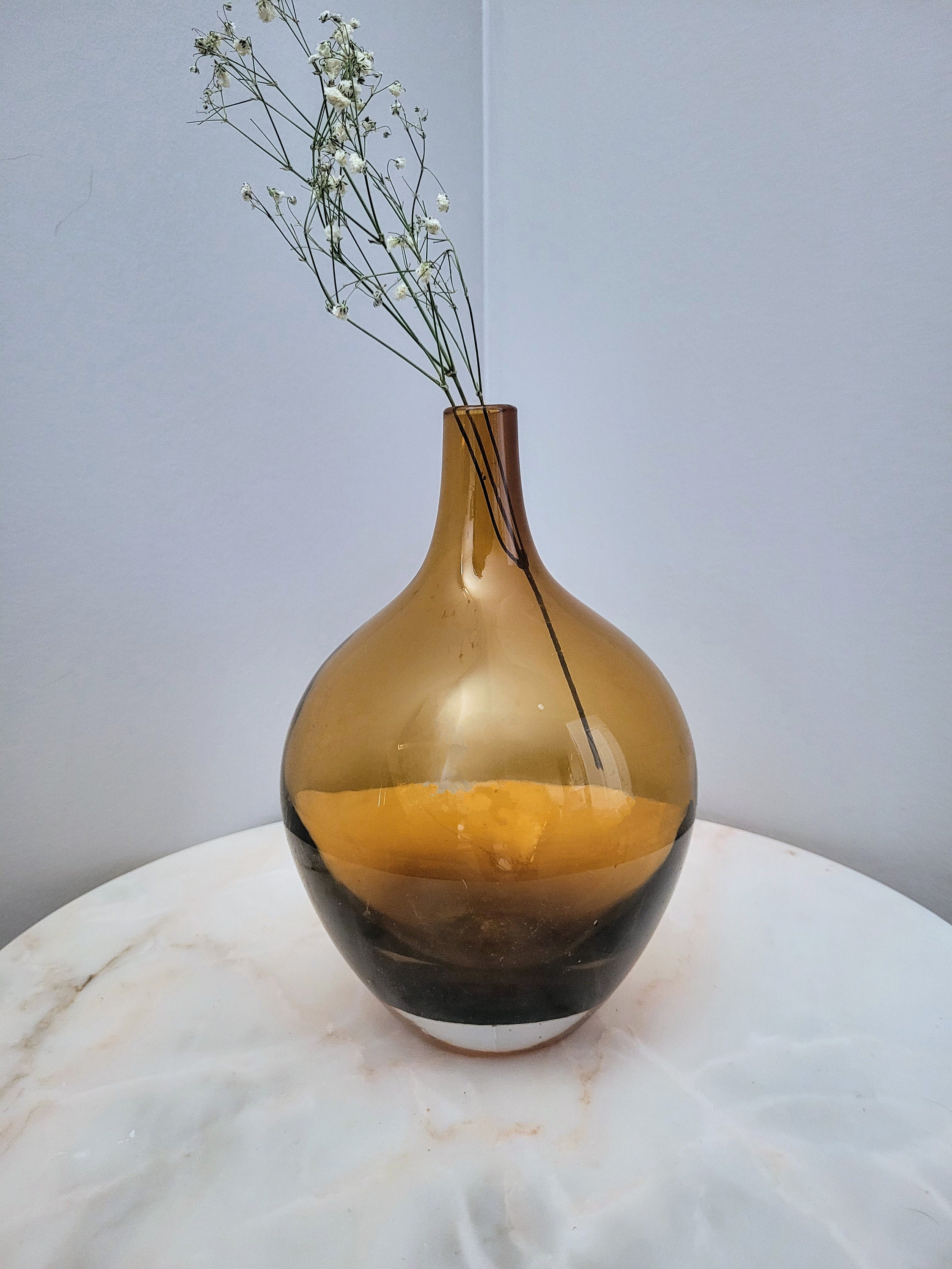 Vintage Ikea Hand Blown Amber Glass Salong Vase Johanna Jelinek Swedish Etsy