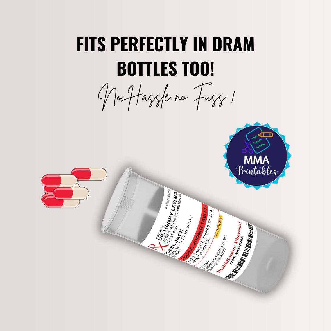 Editable Prescription Label Template | Pill Bottle Label | RX Label ...