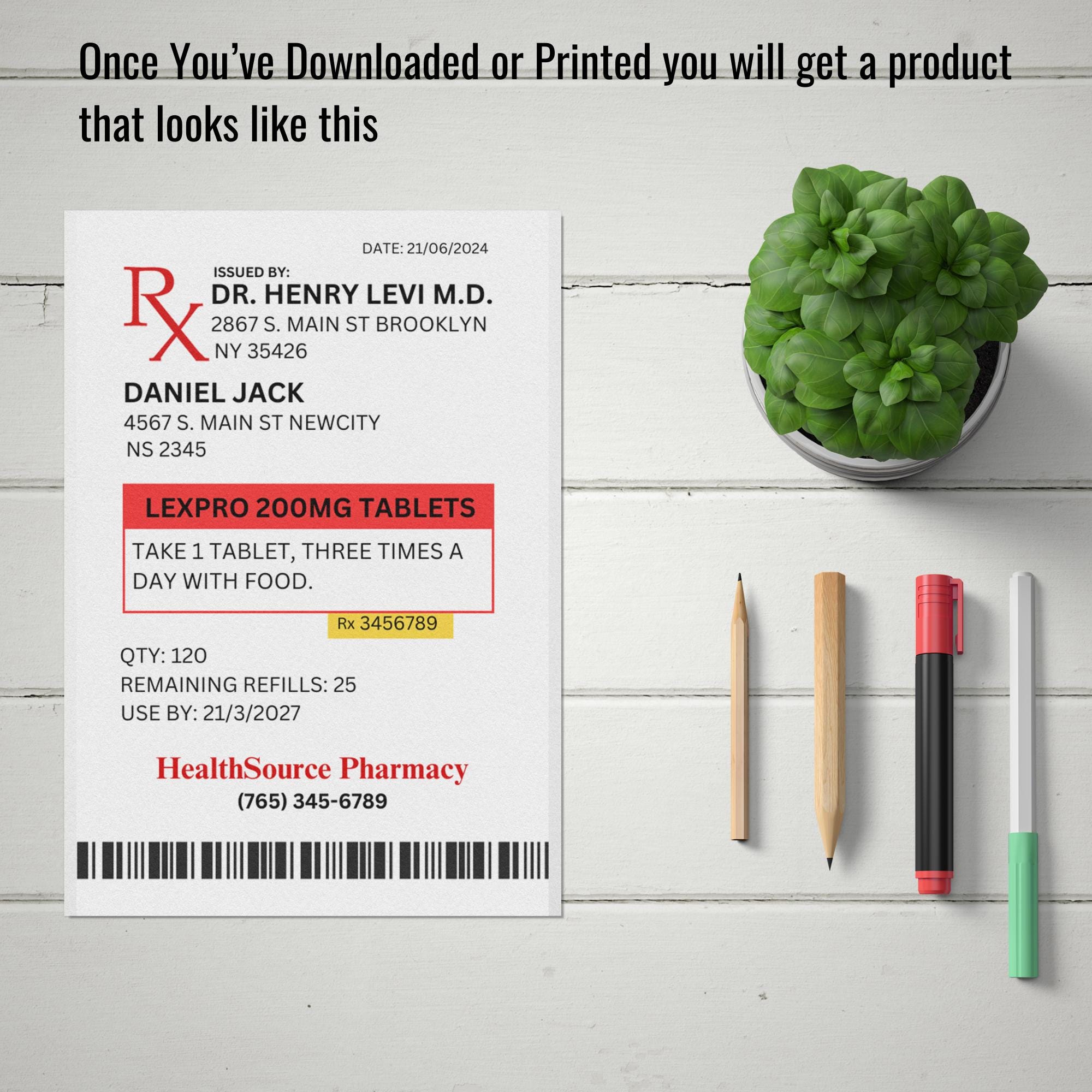Editable Prescription Label Template | Pill Bottle Label | RX Label ...