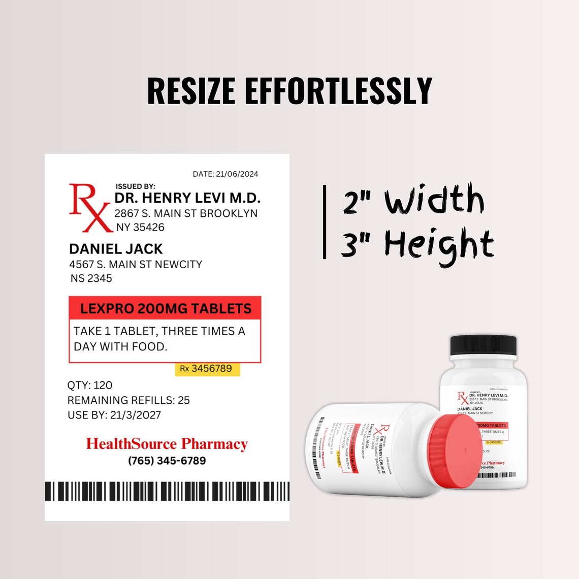 Editable Prescription Label Template | Pill Bottle Label | RX Label ...