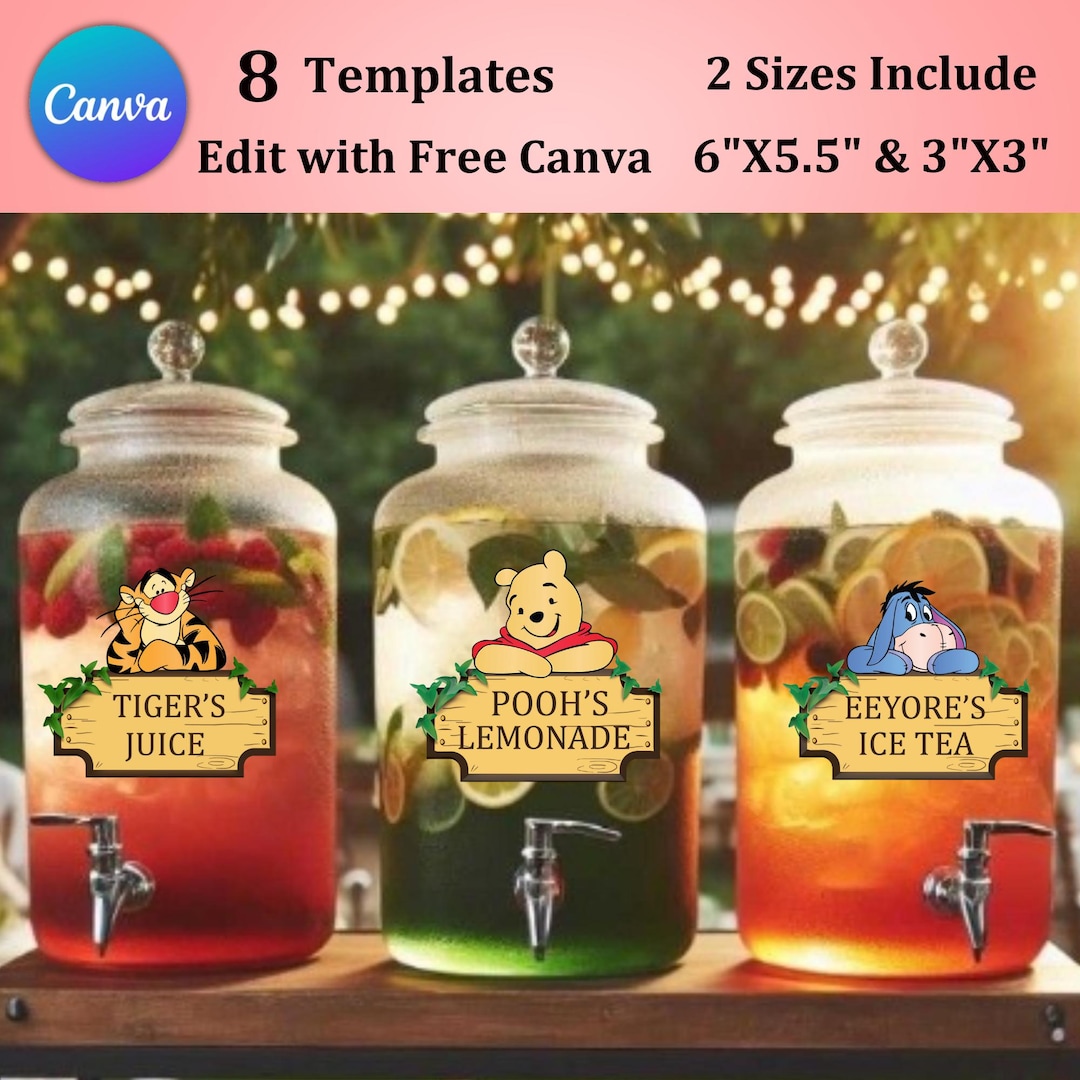 Printable Winnie the Pooh Party Drink Label | Hundred Acre Wood Party ...