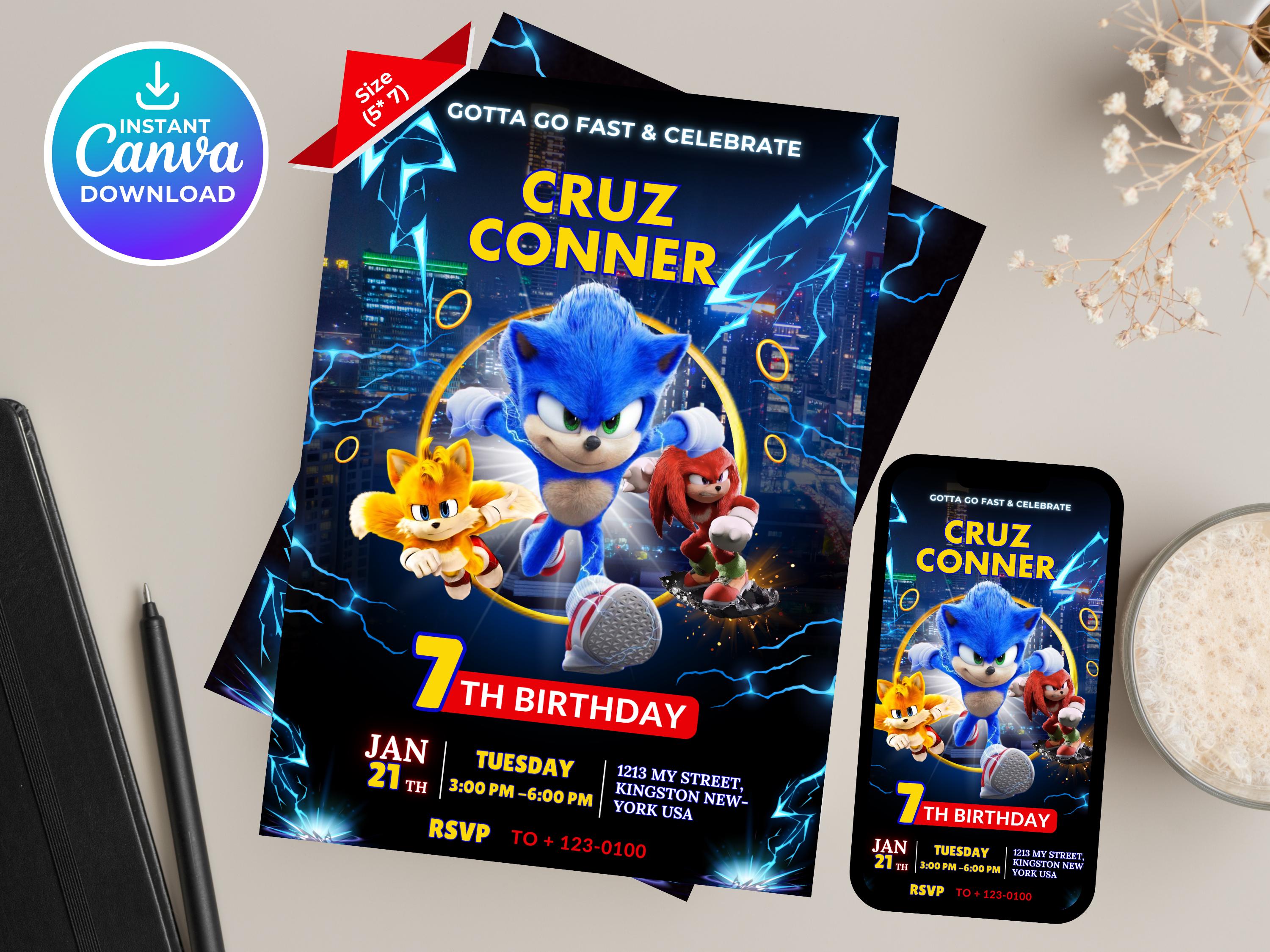 Sonic Birthday Invitation | Sonic the Hedgehog Invitation | Sonic Party ...