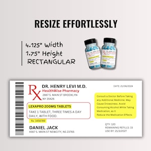 Editable Prescription Label Template | Pill Bottle Label | RX Label ...