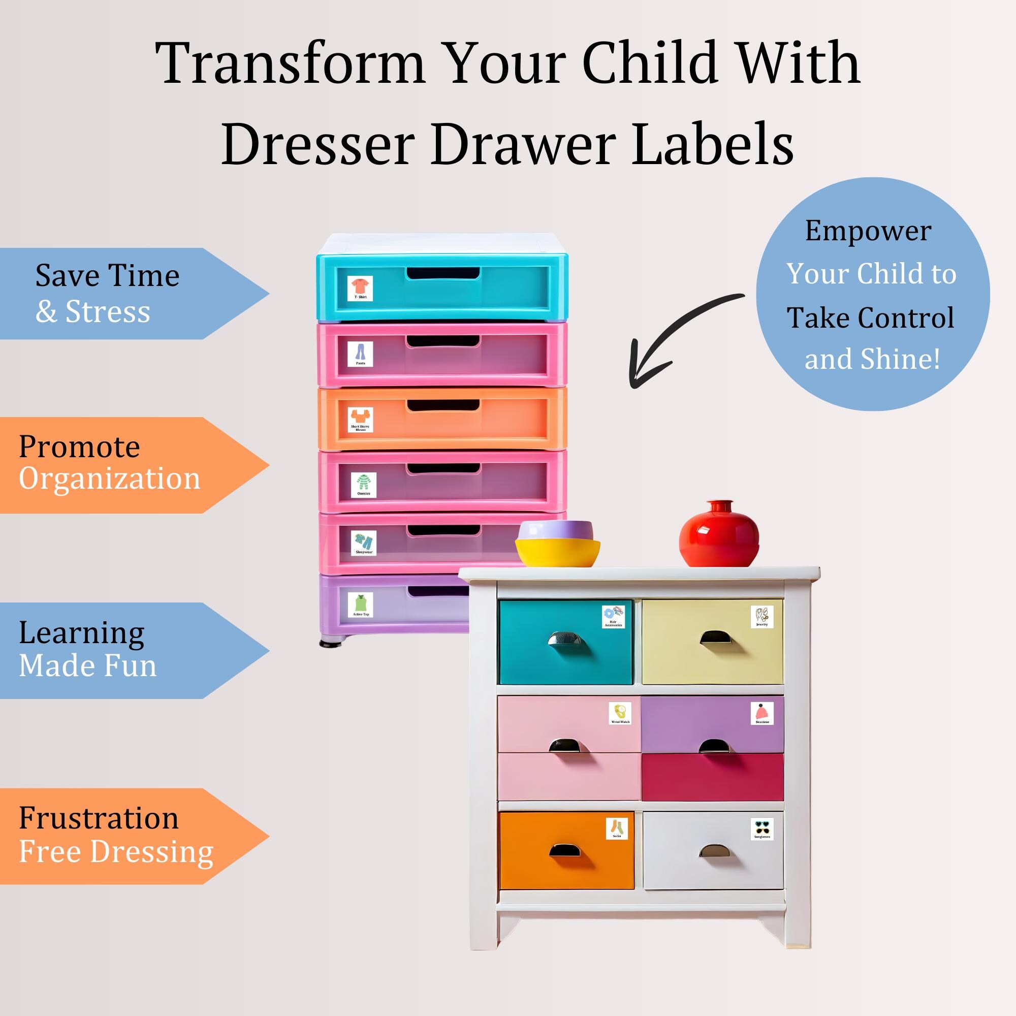 Kids Dresser Drawer Labels | Nursery Drawer Labels | Kids Drawer Labels ...