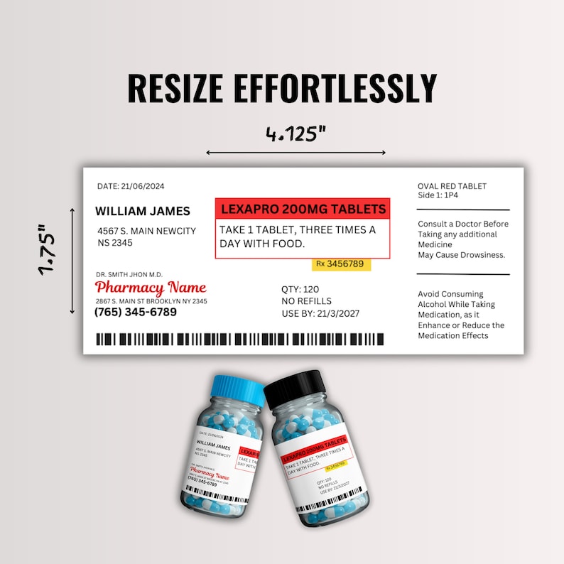 Editable Prescription Label Template | Pill Bottle Label | RX Label ...