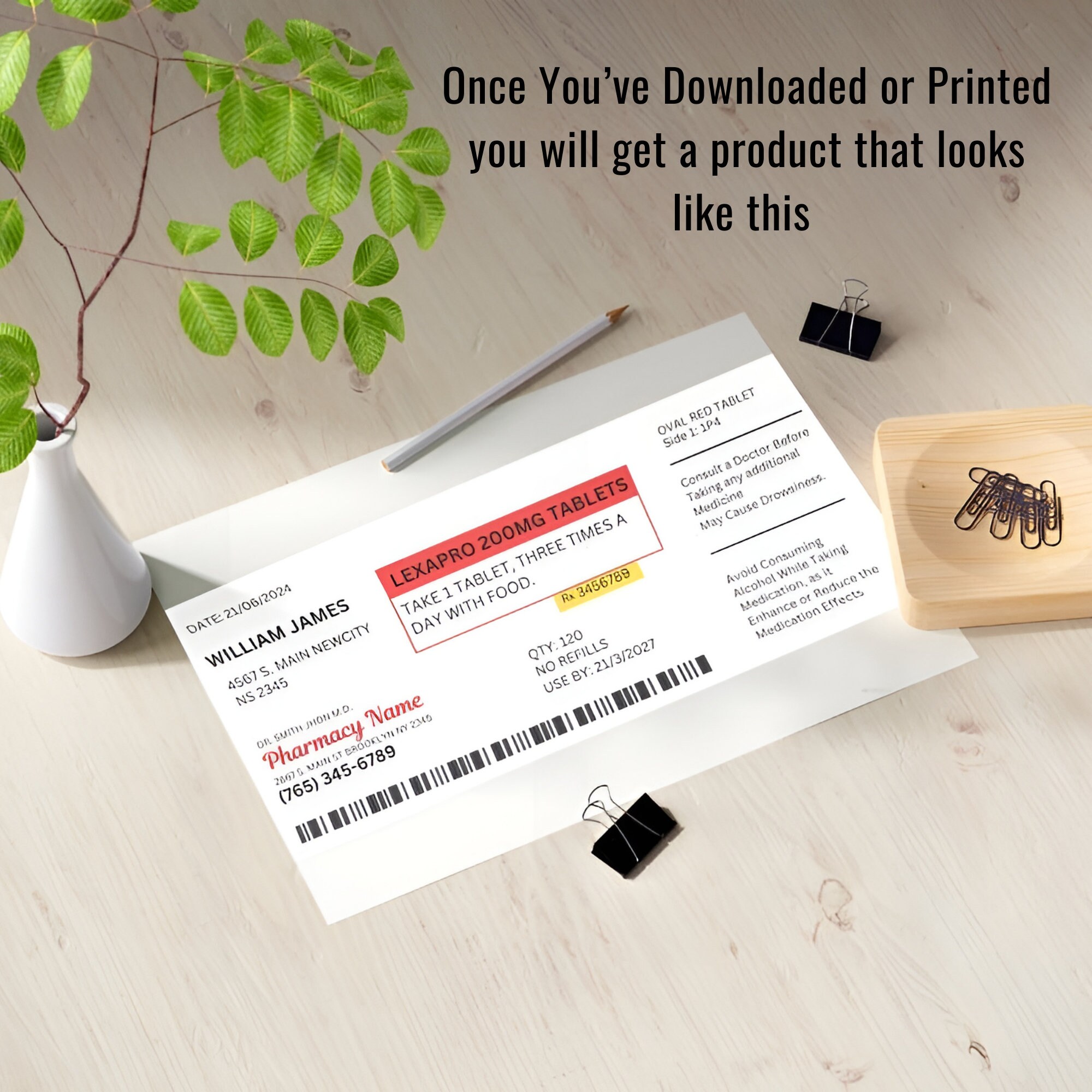 Editable Prescription Label Template | Pill Bottle Label | RX Label ...