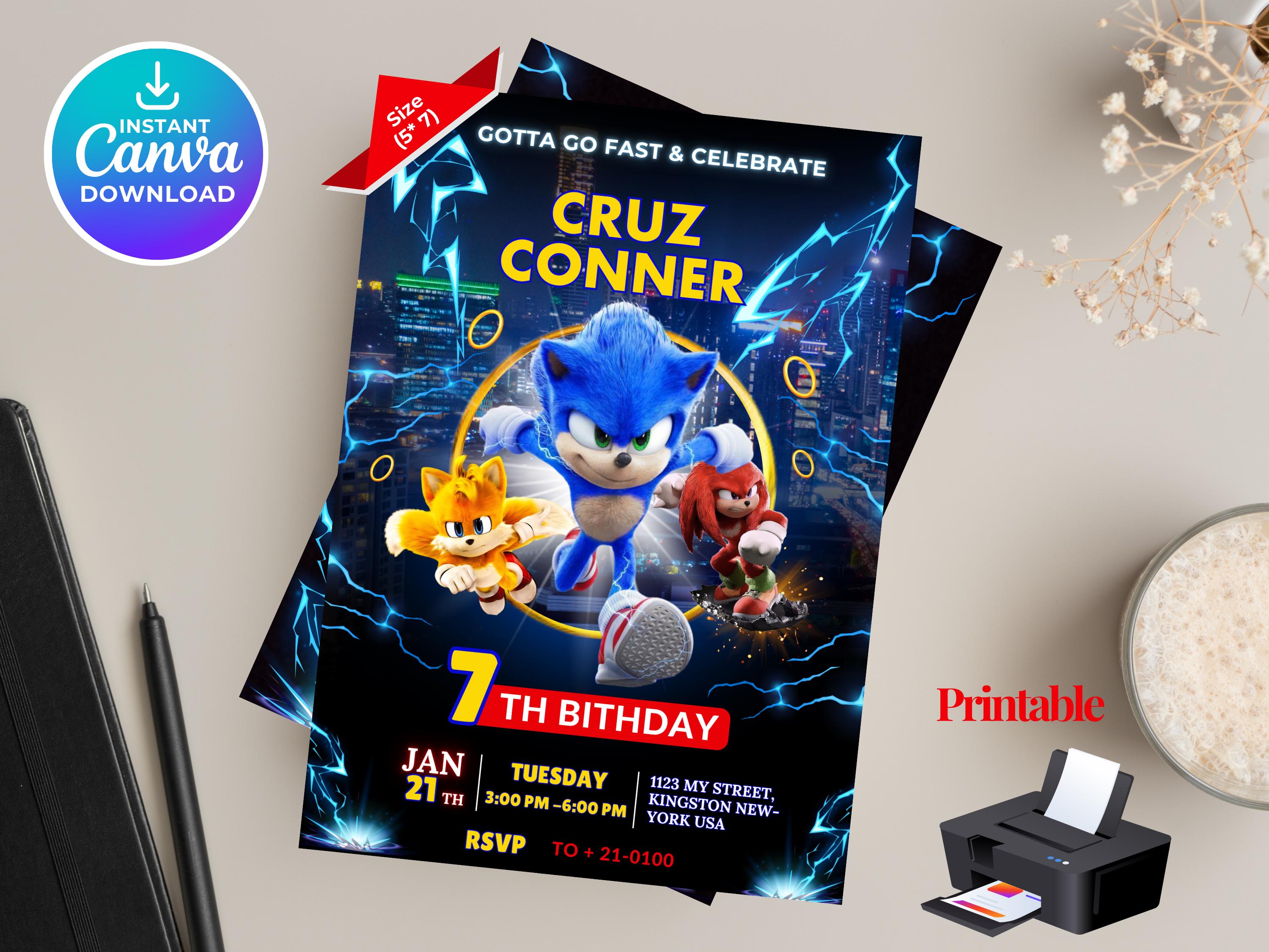 Sonic Birthday Invitation | Sonic the Hedgehog Invitation | Sonic Party ...