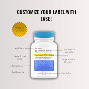 Editable Prescription Label Template | Pill Bottle Label | RX Label ...