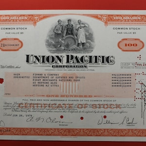 Union Pacific Railroad Stock Certificate Great Gift - Etsy