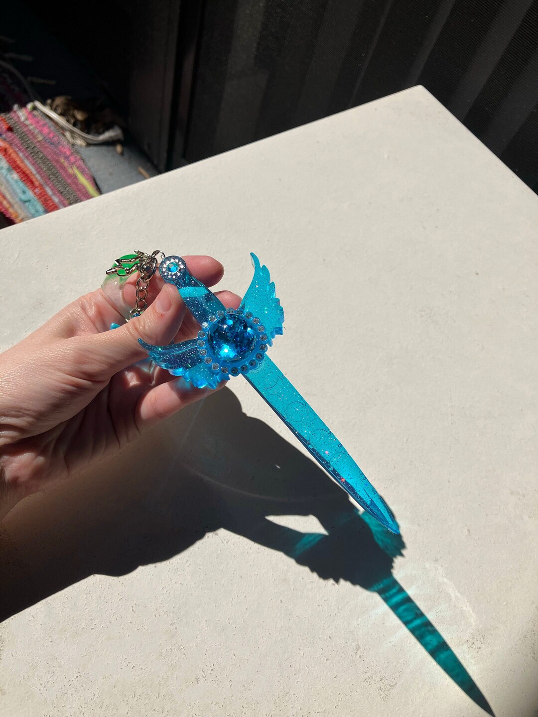 Kawaii Transparent Blue Wand Bag Charm, Resin Kawaii Keychain, Magical ...