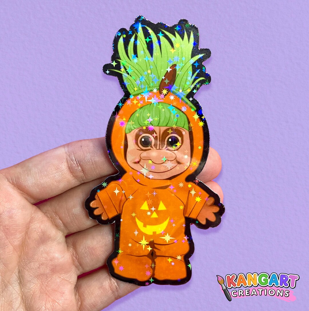 Halloween Troll Doll Sticker, Holographic Spooky Sticker, Cute ...