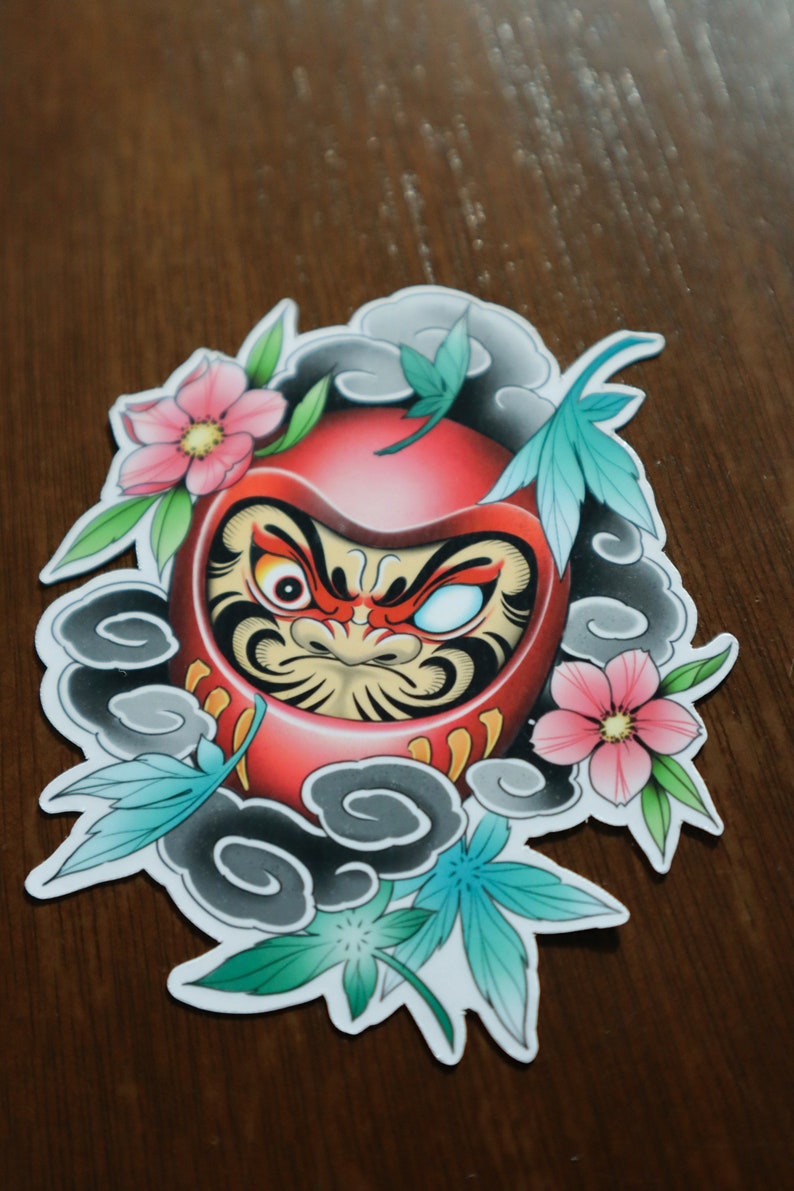 Japanese Daruma Doll Sticker, Laminated Vinyl Decal, Traditional Art ...