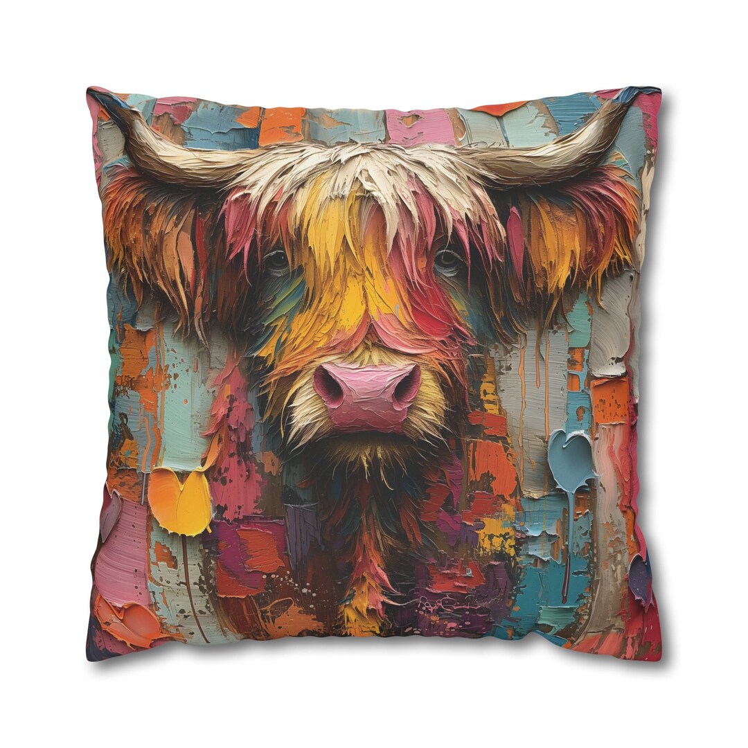 Highland Cow Cushion Cover, Highland Cow Print Cushion Cover, Highland ...