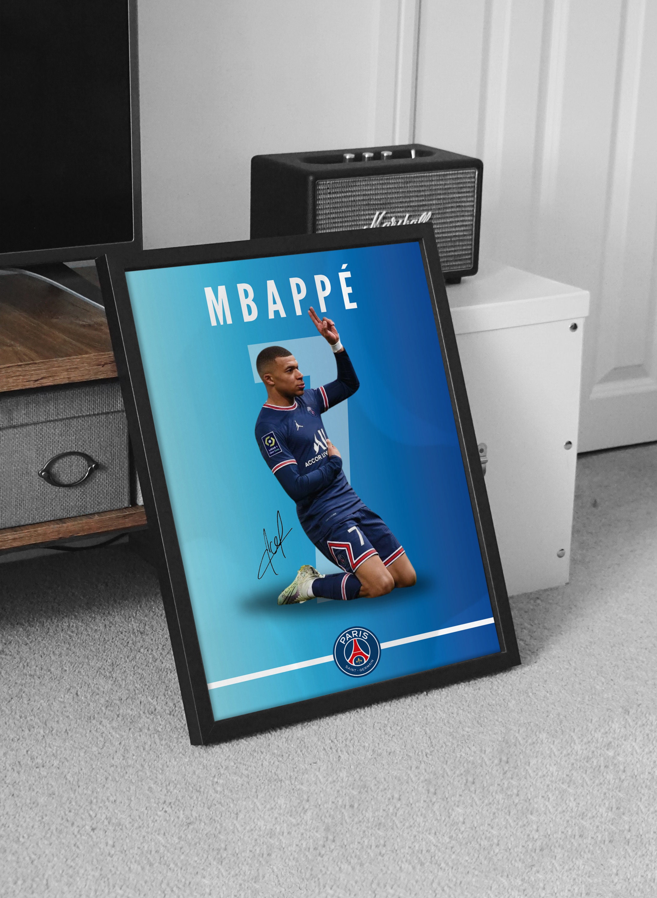 Kylian Mbappe Printable Poster Mbappe Wall Art Football Shirt Paris ...
