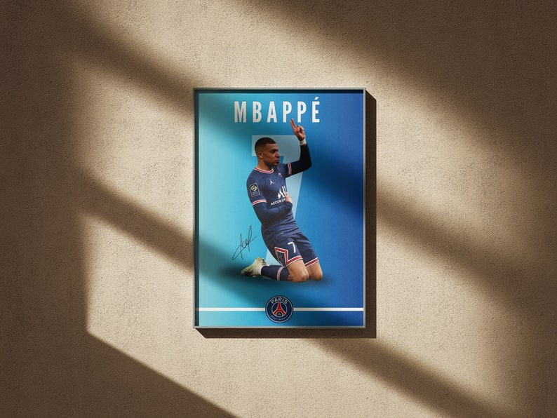 Kylian Mbappe Printable Poster Mbappe Wall Art Football Shirt Paris ...