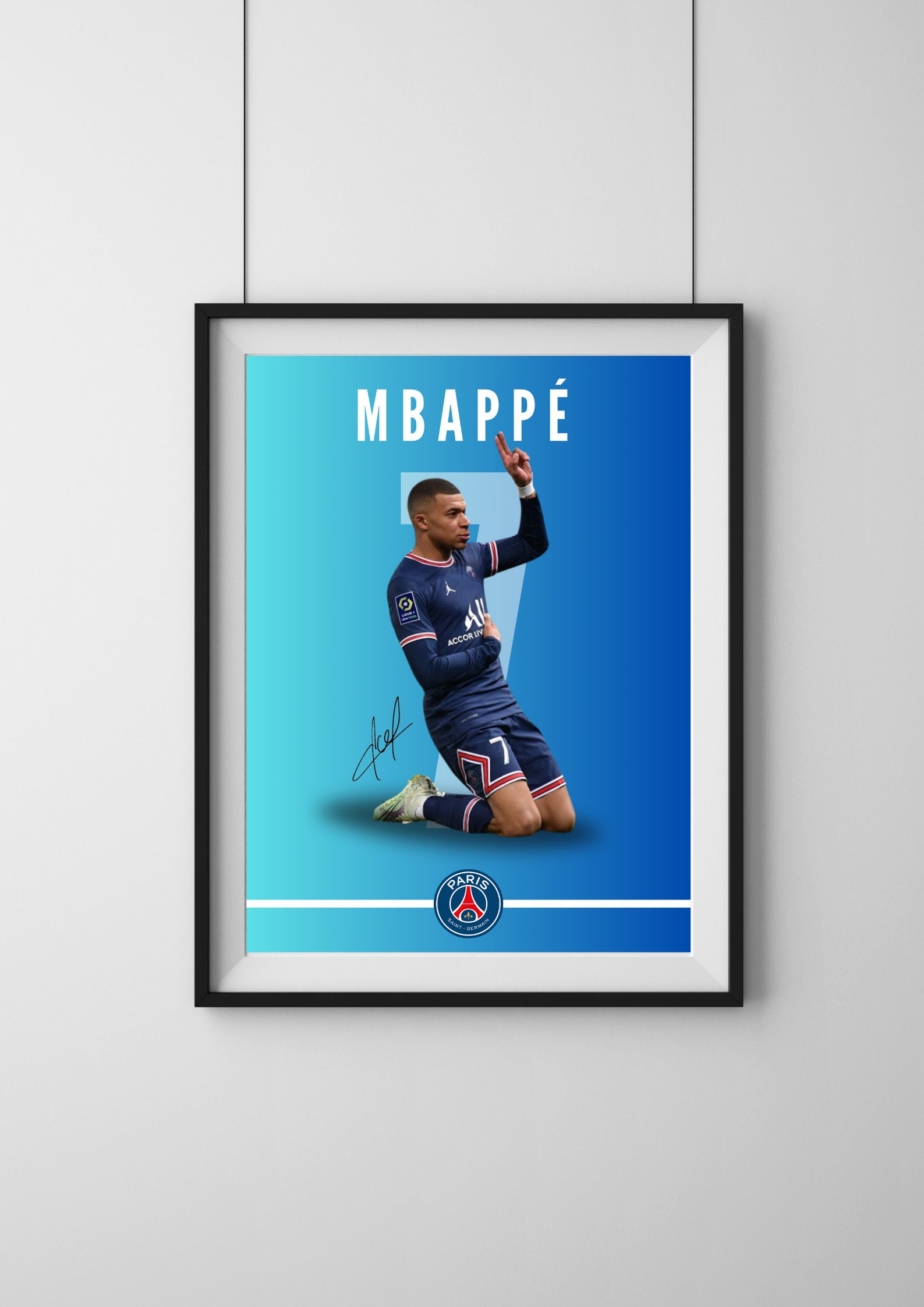 Kylian Mbappe Printable Poster Mbappe Wall Art Football Shirt Paris ...