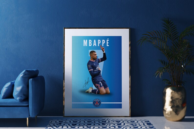 Kylian Mbappe Printable Poster Mbappe Wall Art Football Shirt Paris ...