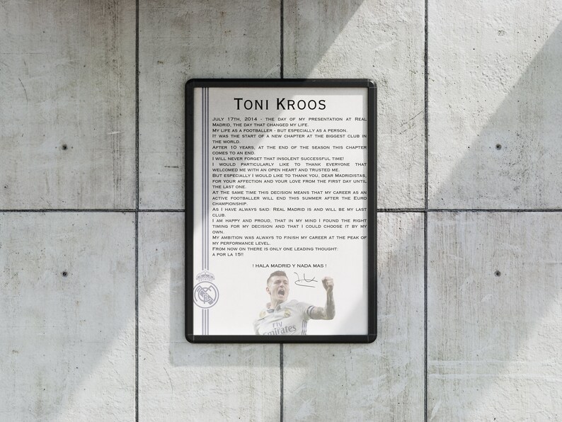Toni Kroos Retirement Tribute Poster Toni Kroos Farewell Poster ...