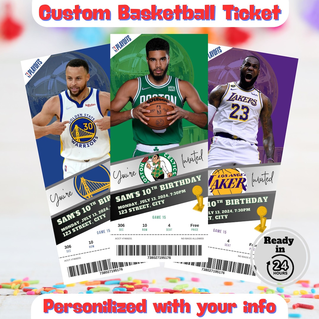 Basketball Birthday Invitation, Personalized NBA Ticket Gift, Birthday ...
