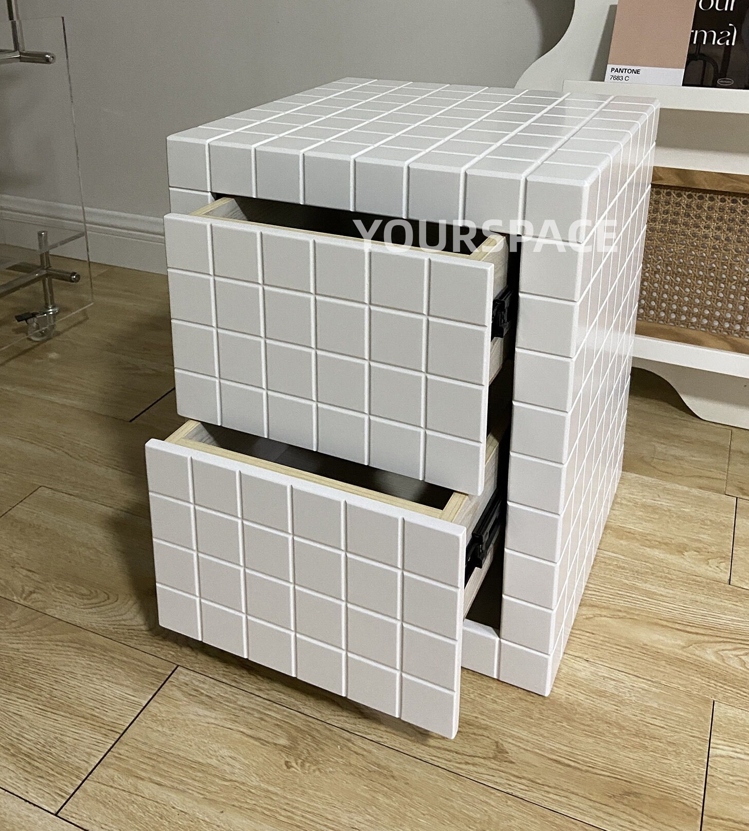 Tile Effect Nightstand Side Table Organize Table Corner Table Bookshelf ...