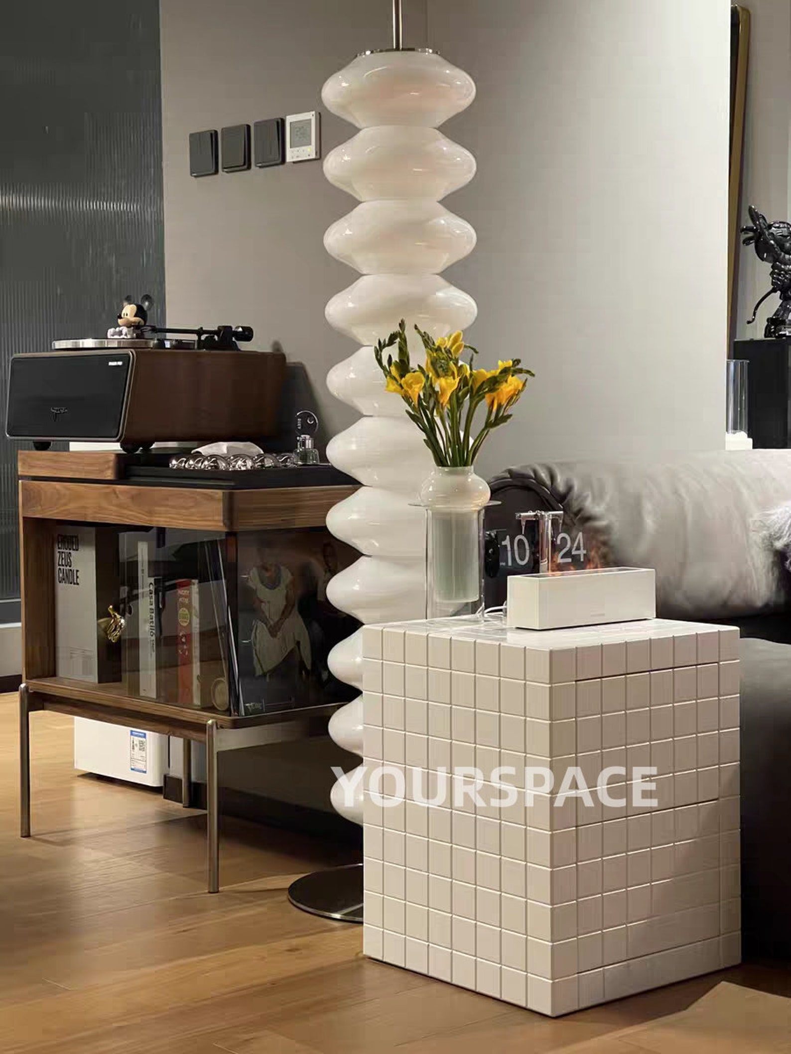 Tile Effect Nightstand Side Table Organize Table Corner Table Bookshelf ...