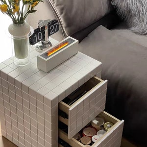Tile Effect Nightstand Side Table Organize Table Corner Table Bookshelf ...