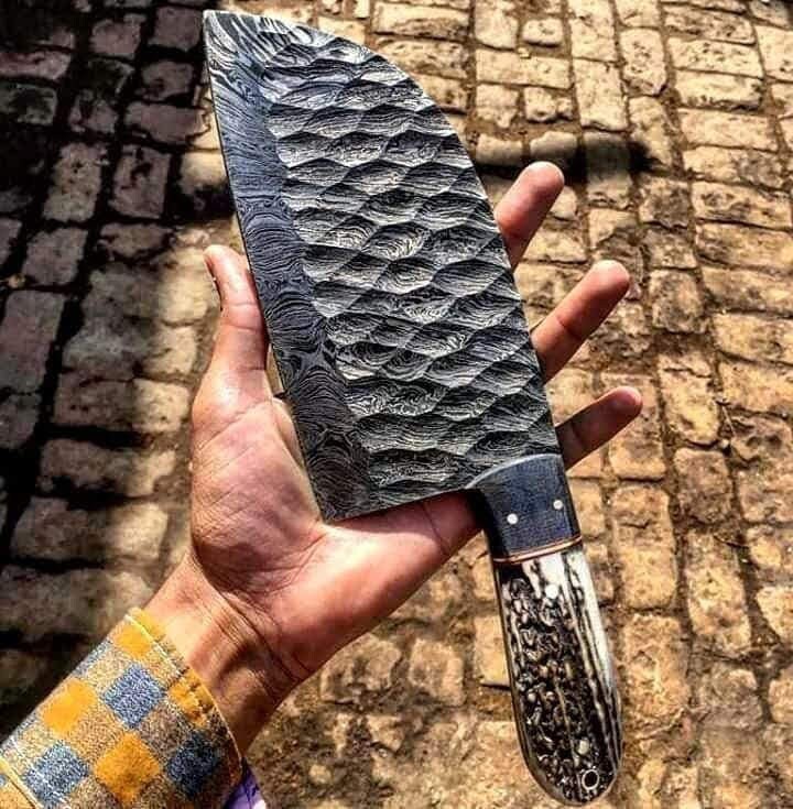 12 Handmade Damascus Steel Clever Knife,big Clever Knife for Boning ...