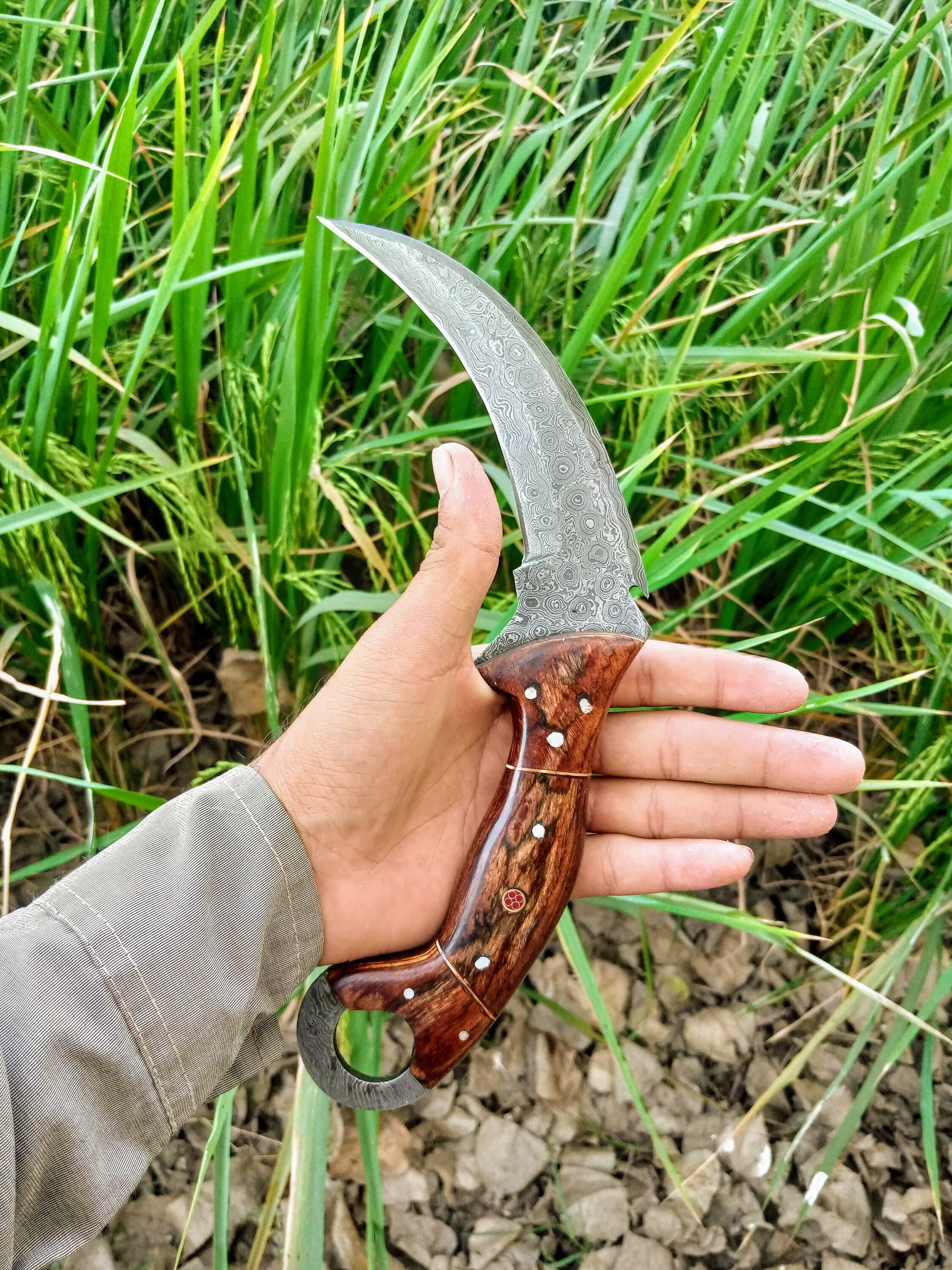 11"big Karambit Knife, Custom Handmade Damascus Steel Karambit Knife ...