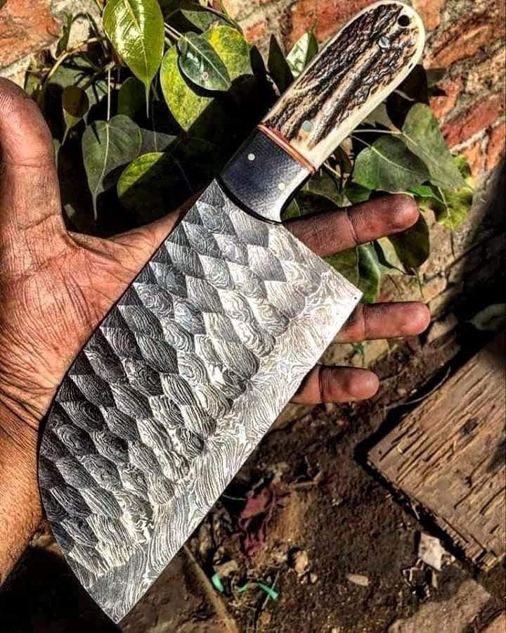 12 Handmade Damascus Steel Clever Knife,big Clever Knife for Boning ...