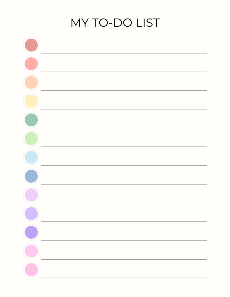 Digital My To-do List (rainbow Check List) - Etsy