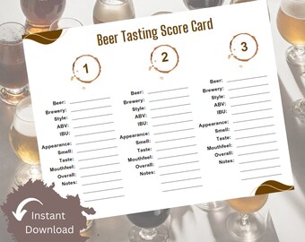 Beer Tasting Score Card Beer Scorecard Beer Rating Beer Tasting Beer ...