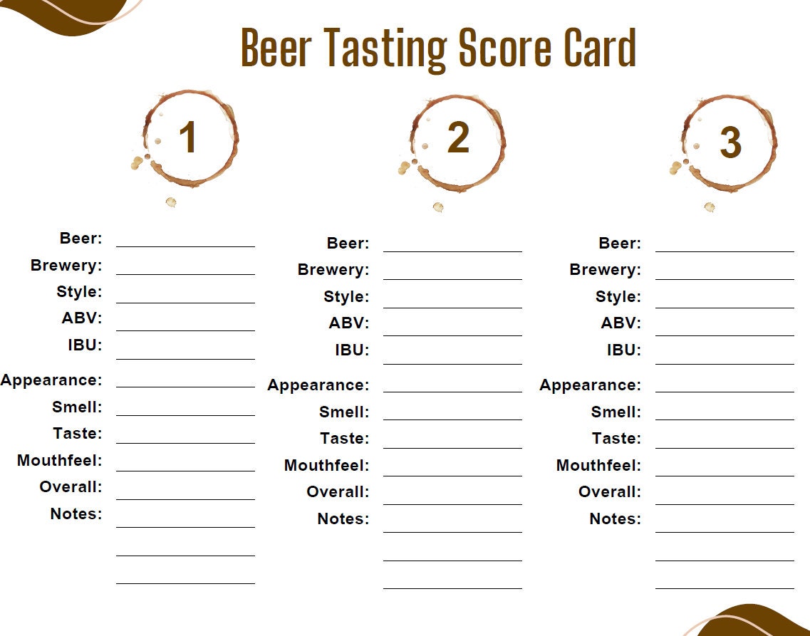 Beer Tasting Score Card Beer Scorecard Beer Rating Beer Tasting Beer ...