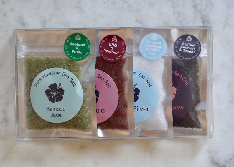 Hawaiian Sea Salt Sampler: 4 Flavors, Grourmet Natural Salt ...