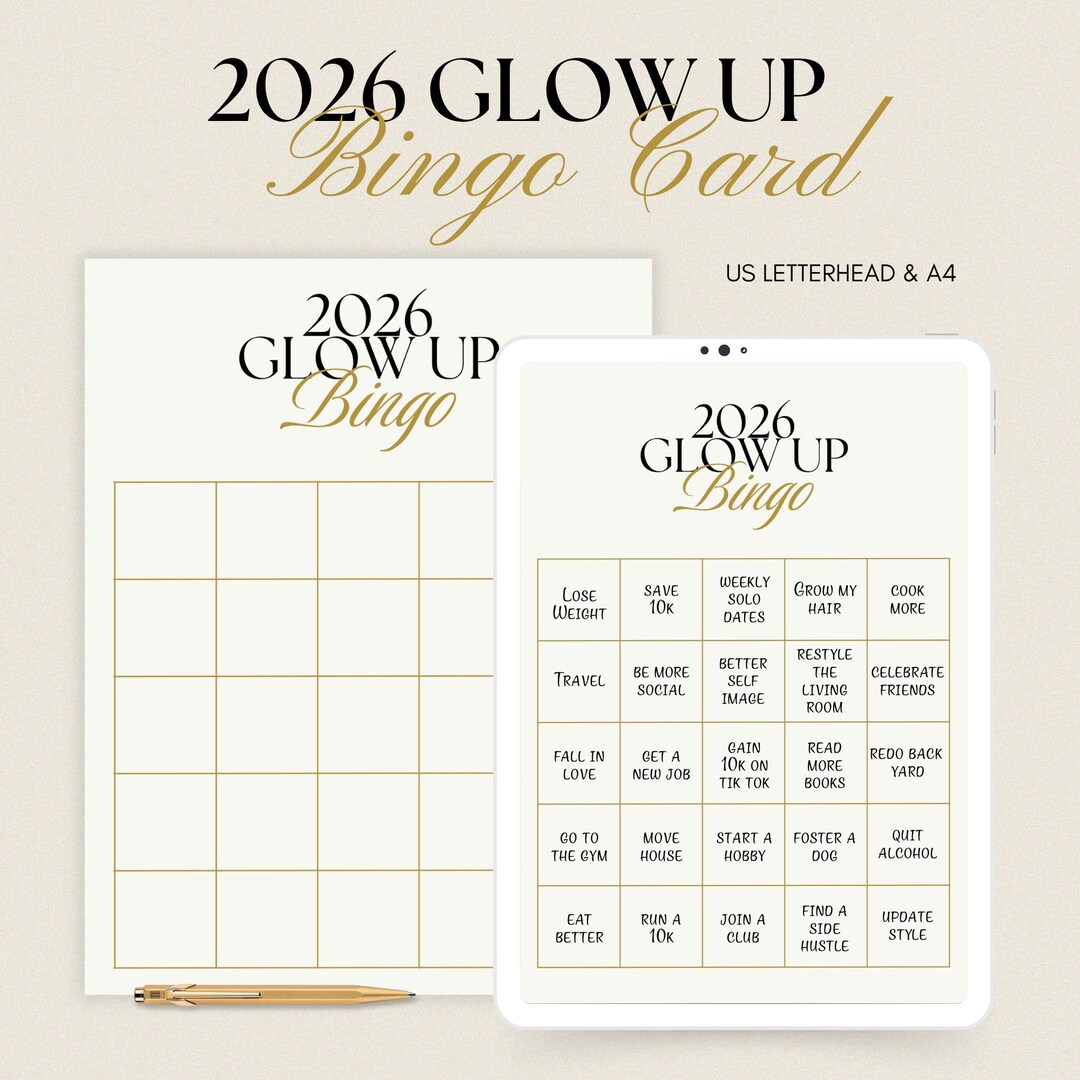 2026 Glow up Bingo Card | Printable Vision Board Bingo | New Years ...