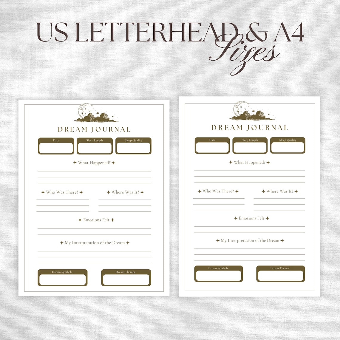 Printable Dream Journal | Dream Tracker | Digital Dream Journal Page ...