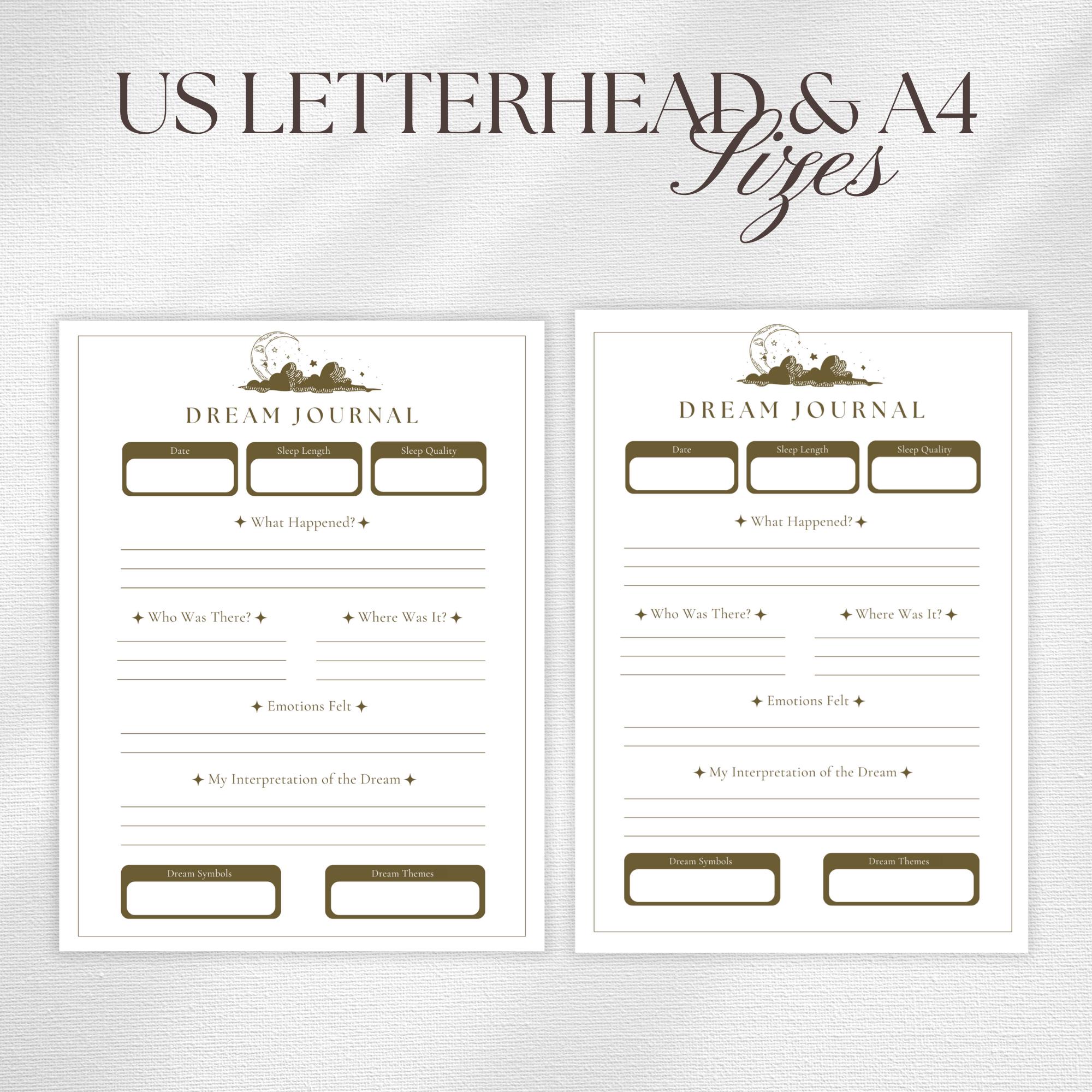 Printable Dream Journal | Dream Tracker | Digital Dream Journal Page ...