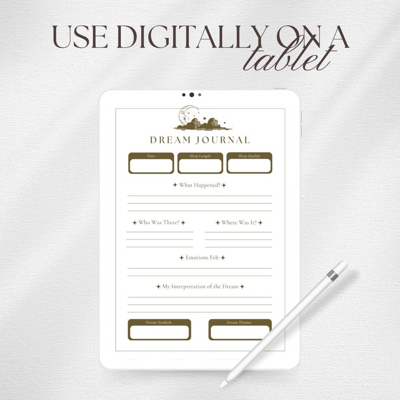 Printable Dream Journal | Dream Tracker | Digital Dream Journal Page ...