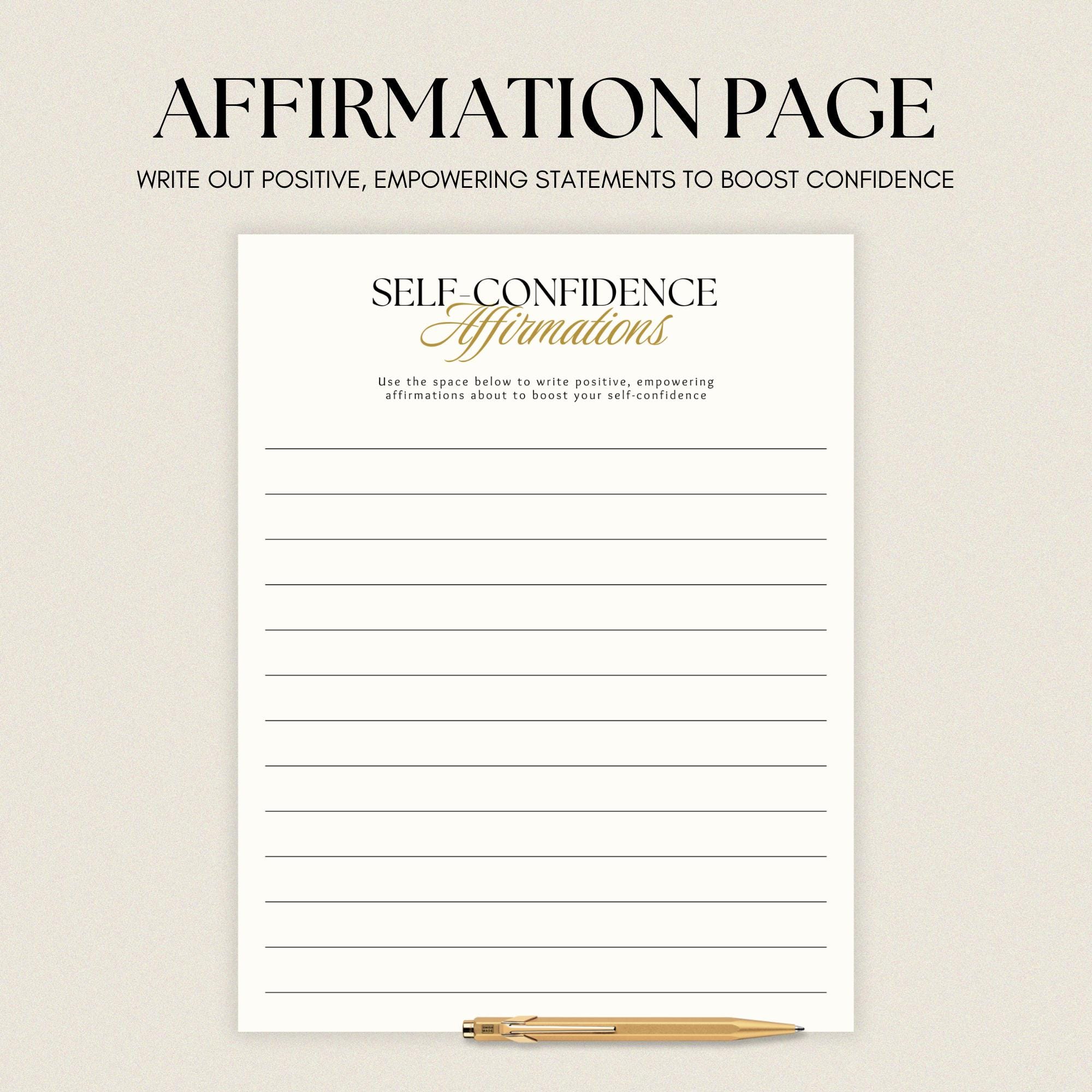 Printable Self-confidence Worksheet | Confidence Journal Prompts ...